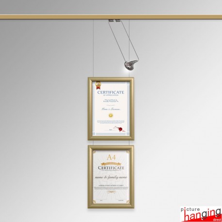 Suspended Black Wooden Shelf Cable Display | Picture Hanging Direct QTY ...
